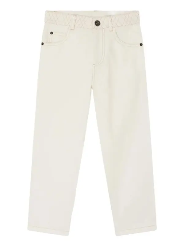 Bonpoint Eloha Stitching-detail Wide-leg Trousers - Off White