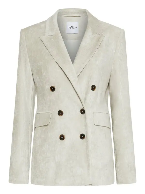 Marella Corduroy Double-breasted Blazer - Ivory
