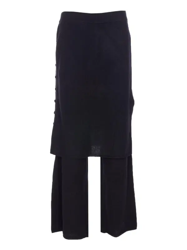 LISA YANG Double-layered Pants With Skirt Overlay - Black