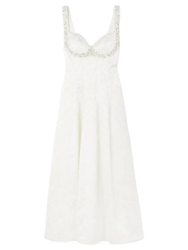 Simkhai Charlotte Floral Jacquard Midi Dress With Embellishments - White
