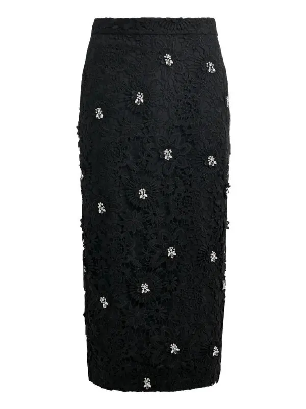 Essentiel Antwerp Embellished Lace Midi Skirt - Black