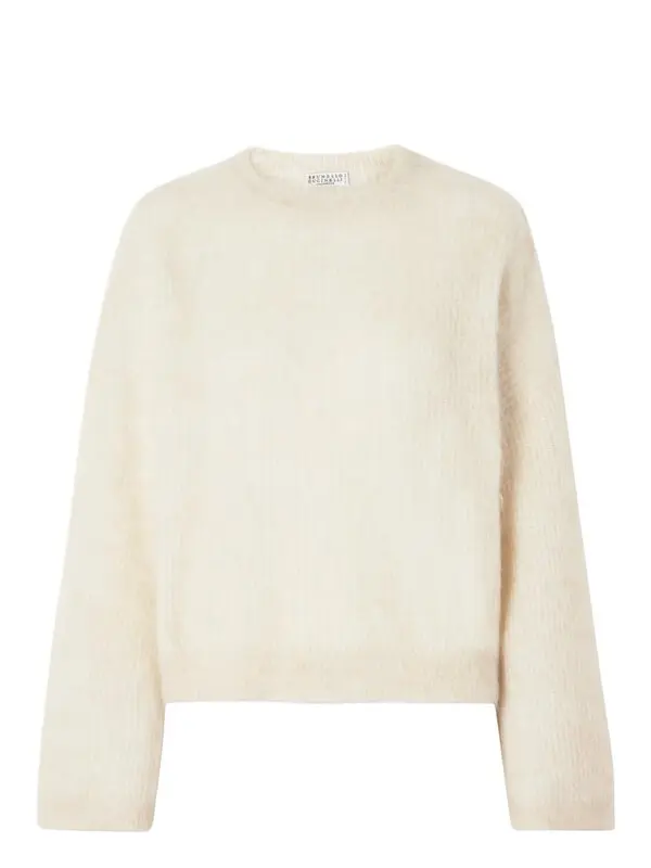 Brunello Cucinelli Crew Neck Long-sleeve Sweater - White