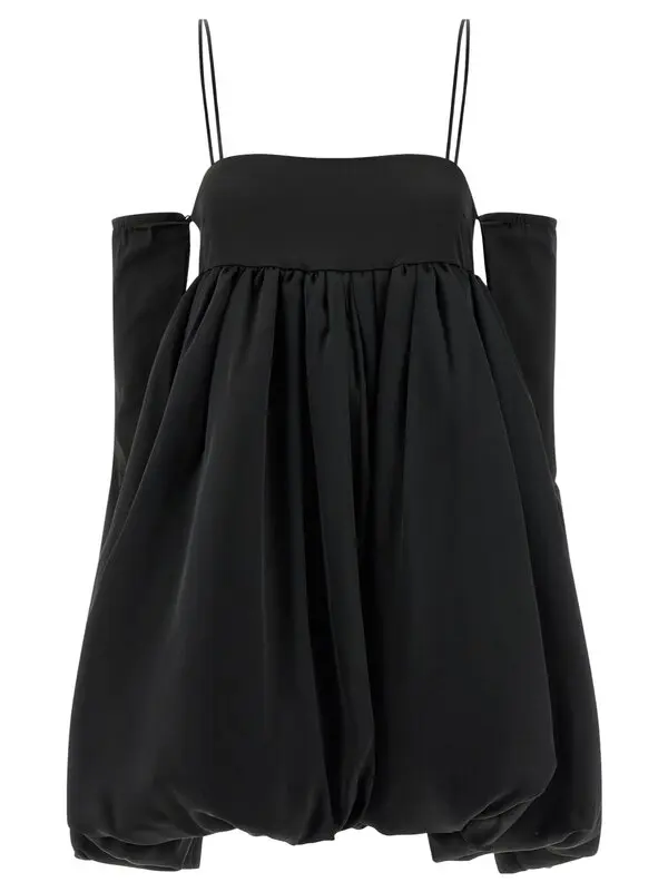 ROTATE BY BIRGER CHRISTENSEN Bubble Midi Dress With Detachable Sleeves - Black