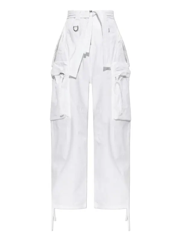 Dsquared2 Belted Wide-leg Cargo Pants With Decorative D-rings And Metal Buckles - White