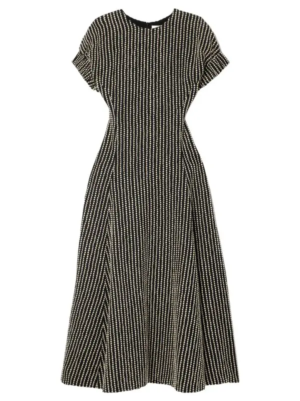 Ulla Johnson Devon Embroidered Wool Blend Midi Dress - Black