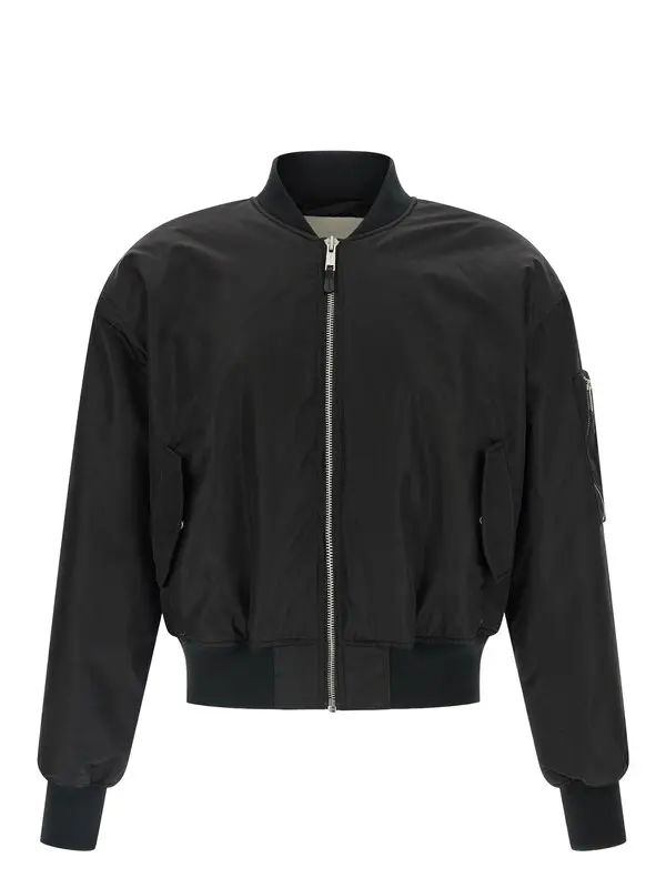 ENTIRE STUDIOS Cropped Broad Bomber Jacket - Black