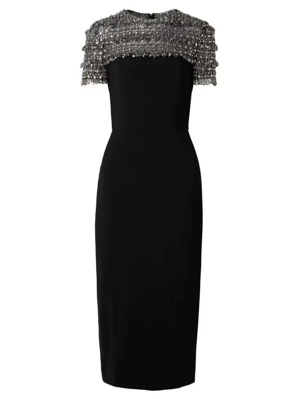 Carolina Herrera Crystal-embellished Crepe Dress - Black