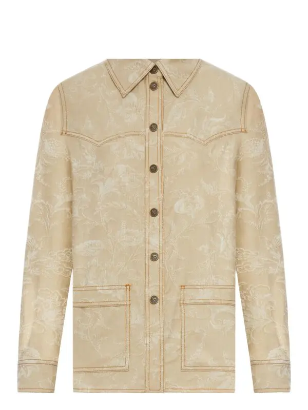Etro Single-breasted Long-sleeved Jacket With Floral Print - Beige