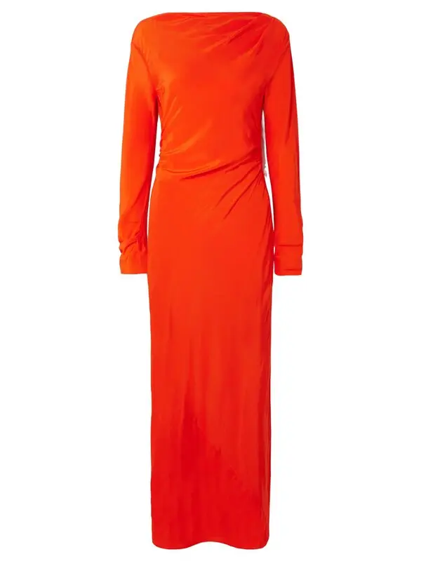 SIR. Fresca Gathered Silk Crepe De Chine Maxi Dress - Red
