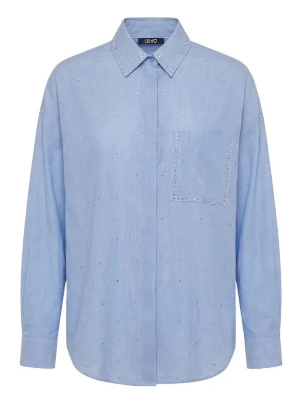 Liu Jo Embellished Cotton Shirt - Light Blue