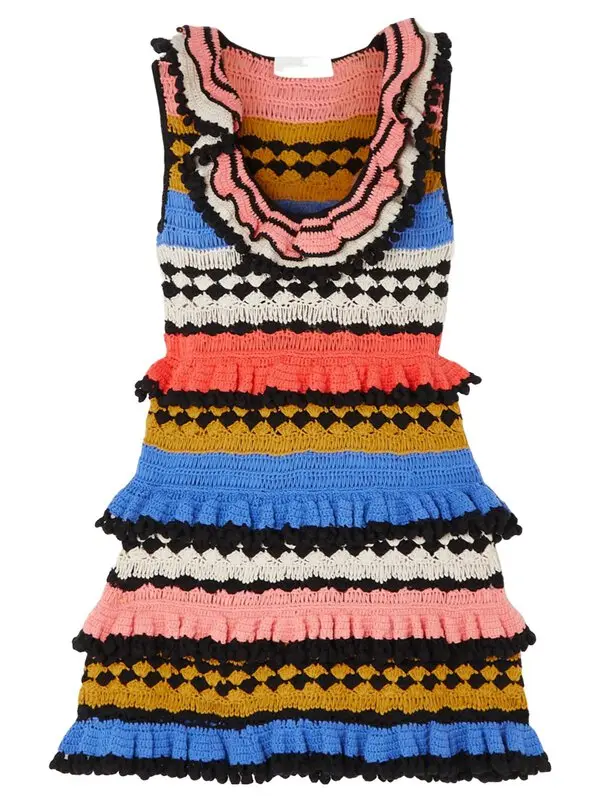 Zimmermann Tiggy Frill Crocheted Mini Dress - Multi-color