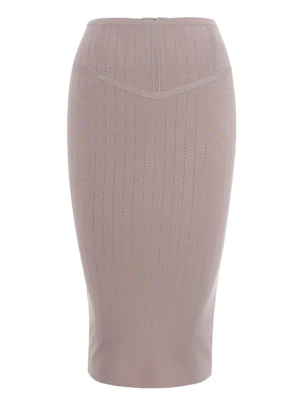 Patrizia Pepe Pointelle Knit Pencil Skirt - Beige