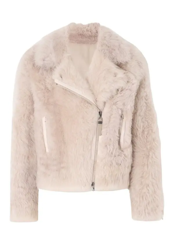 Brunello Cucinelli Leather-trimmed Shearling Jacket - Beige