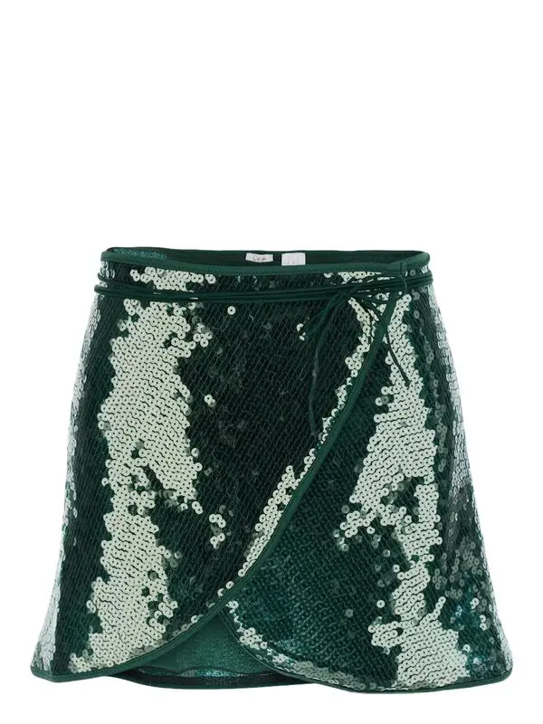 Oseree Marylin Sequin Wrap Skirt - Green
