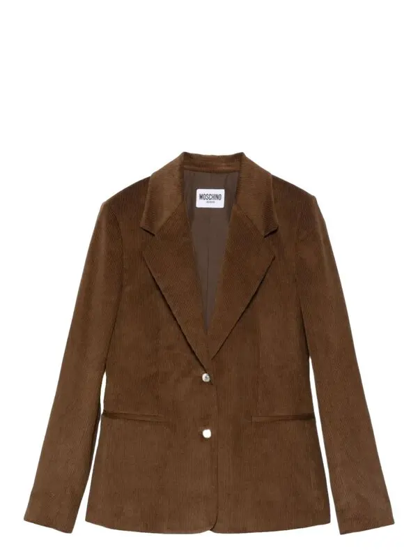Moschino Corduroy Lapel Jacket With Pockets - Brown