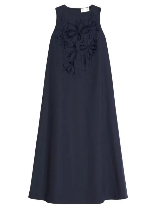 IBLUES Sleeveless Maxi Dress With Floral Applique - Navy Blue