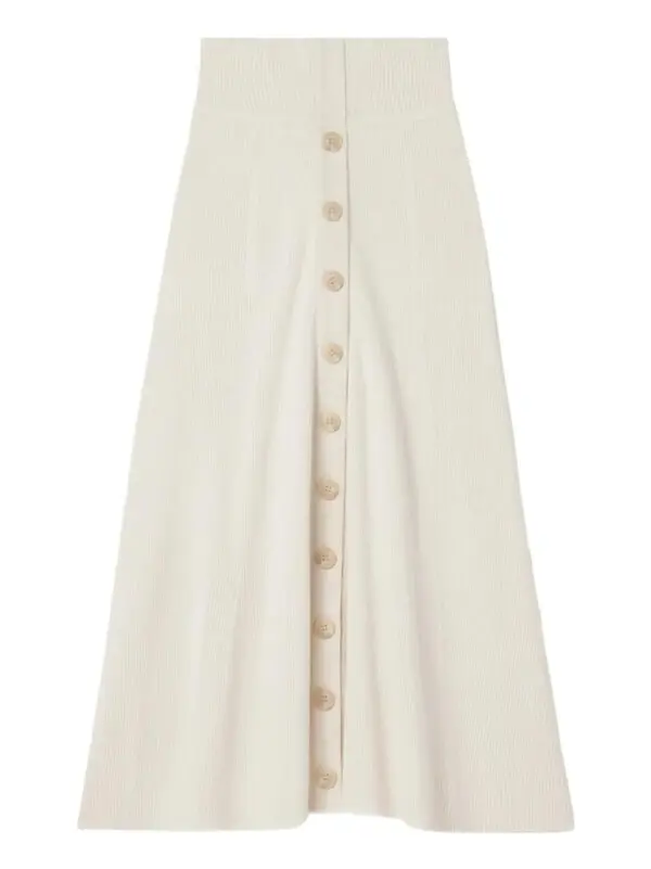 Zimmermann Rebellion Elastic Waistband Midi Skirt - Ivory White
