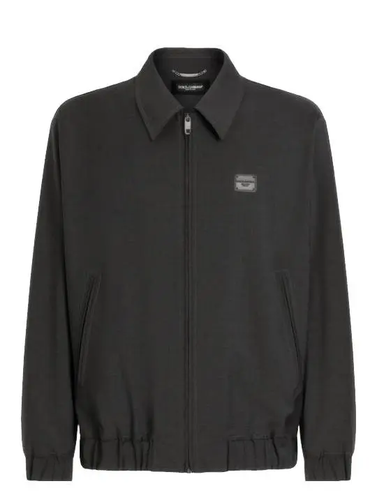 Dolce & Gabbana Logo Tag Zipped Jacket - Grey