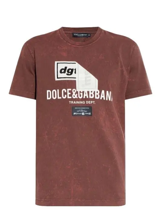 Dolce & Gabbana Dolce Gabbana Marble-effect Crewneck T-shirt - Brown