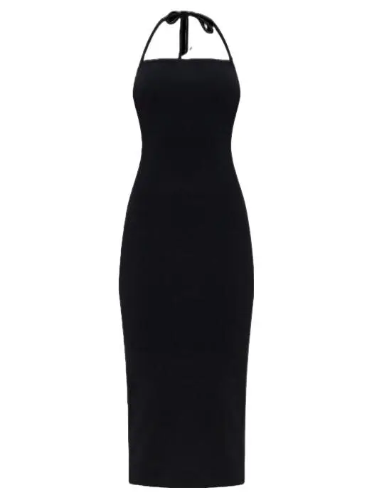 Cult Gaia Halterneck Ribbed Midi Dress - Black