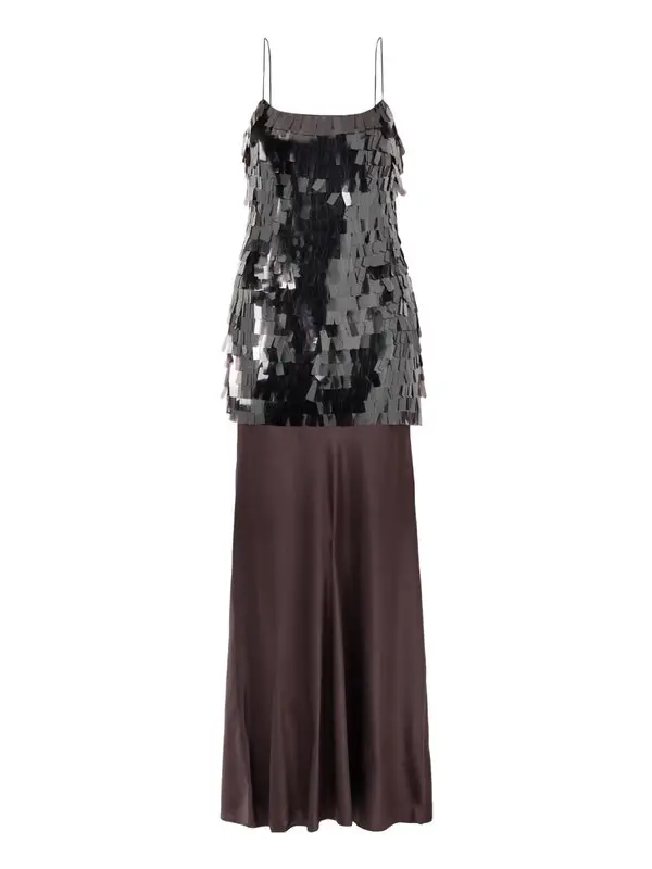 Staud Mesa Sequined Slip Dress - Dark Brown