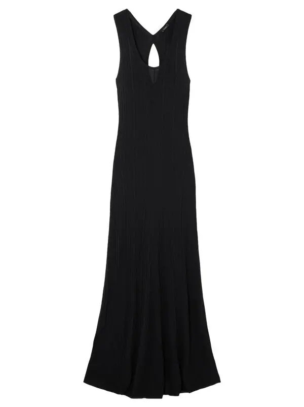 JOSEPH Ribbed Sleeveless Maxi Dress With Open Back - Black