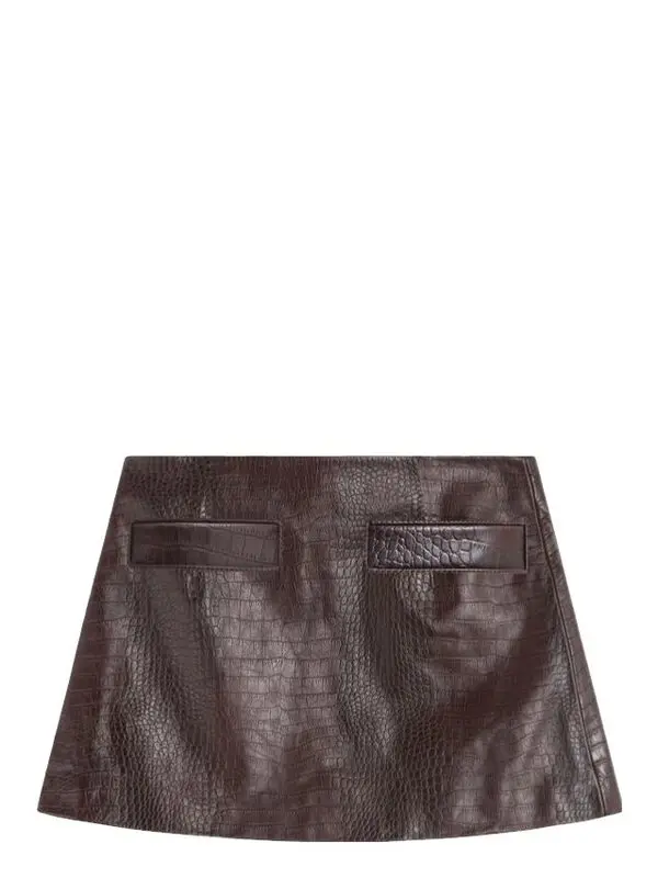 THE FRANKIE SHOP Rory Crocodile Print Mini Skirt - Dark Brown