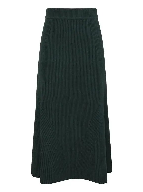 Zimmermann Hypnotic Ribbed Midi Skirt - Dark Green