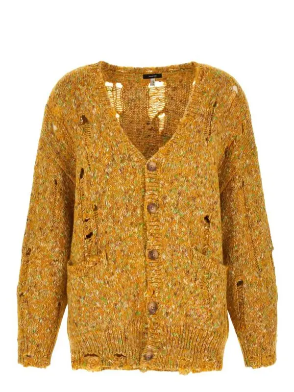 R13 Distressed V-neck Cardigan - Orange