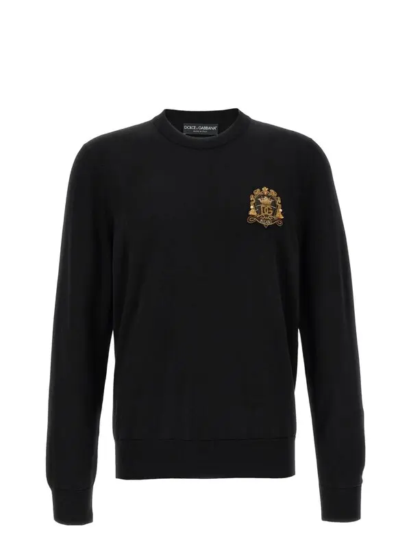 Dolce & Gabbana Heraldic Patch Crewneck Sweatshirt - Black