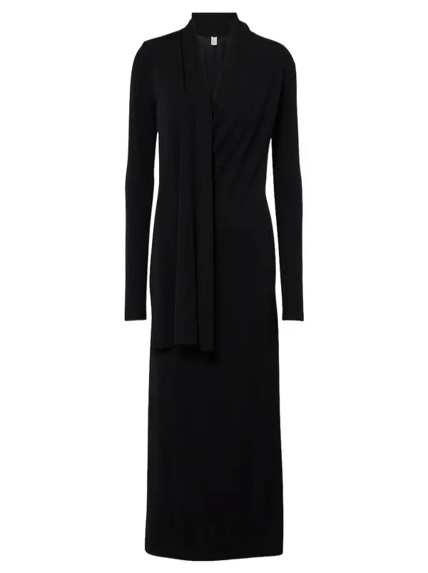 TOTEME Scarf Detail Jersey Maxi Dress - Black