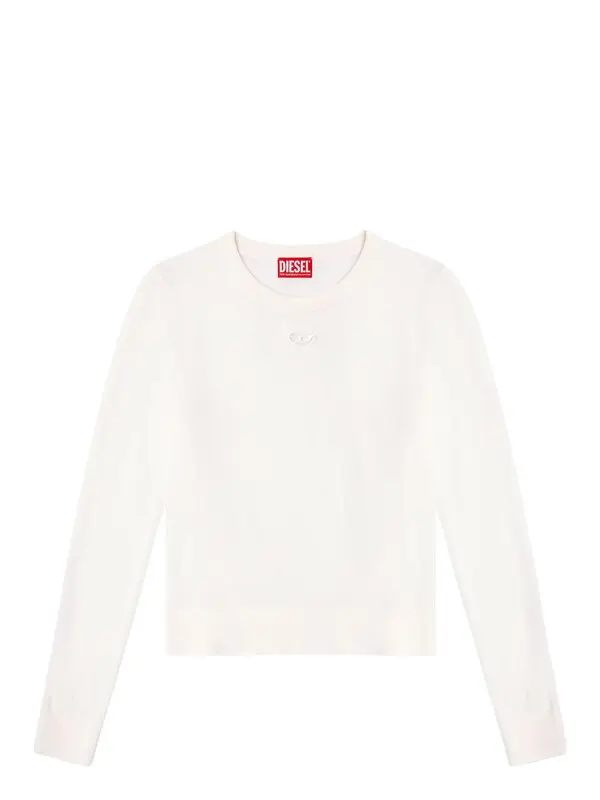 DIESEL® Fine Knit Sweater With Embroidered Oval D Logo - White
