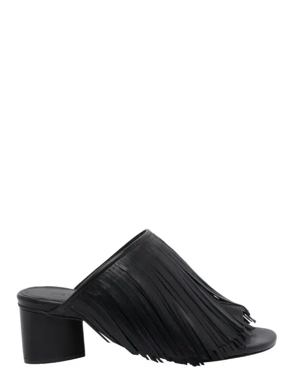 VIC MATIE Baron Fringe Heeled Sandals - Black