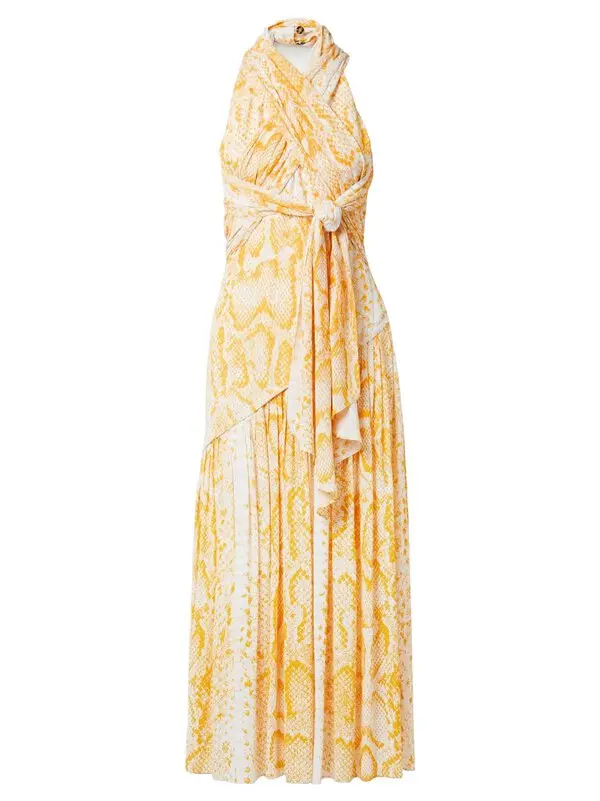 Proenza Schouler Snake Print Maxi Dress - Mustard Yellow