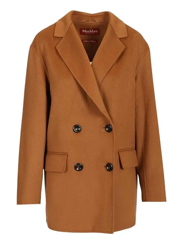 Max Mara Double-breasted Long-sleeved Coat - Brown