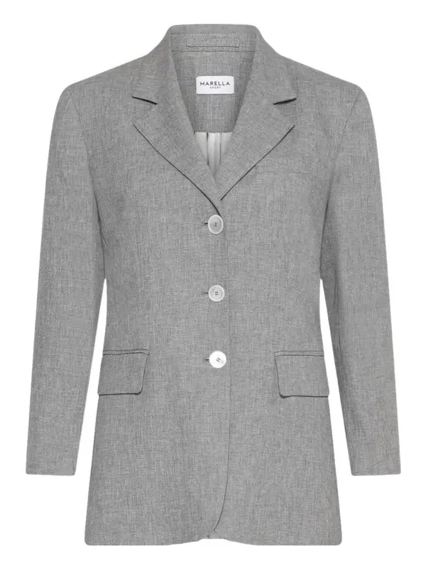 Marella Single-breasted Linen-blend Blazer - Mixed-color Gray