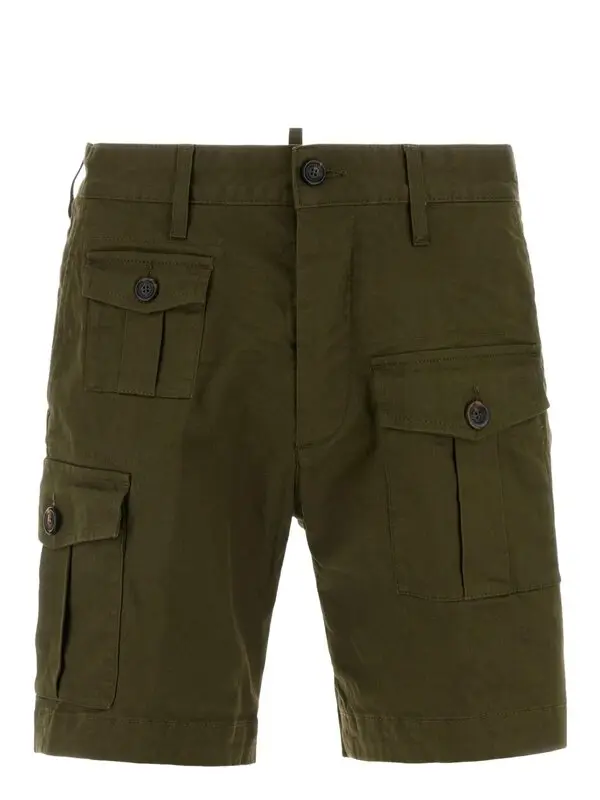 Dsquared2 Buttoned Cargo Shorts - Olive Green