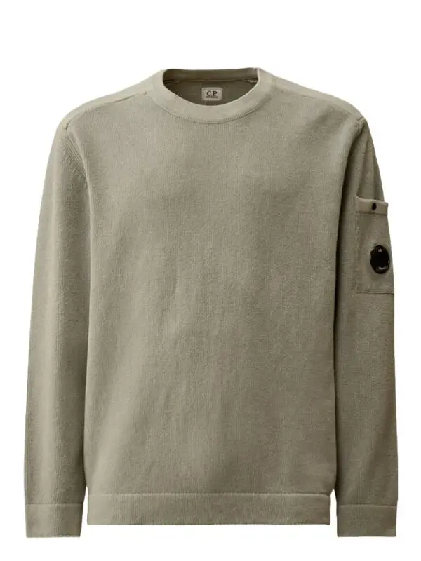 C.P. COMPANY Crew Neck Sweater With Lens Detail - Silver-blue