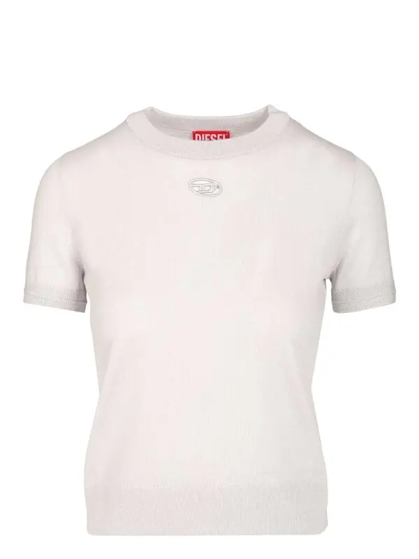 DIESEL® Embroidered Logo Knit Top - Grey