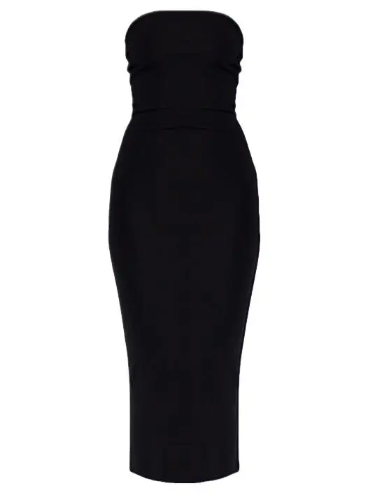 ENTIRE STUDIOS Strapless Ribbed Midi Dress - Black