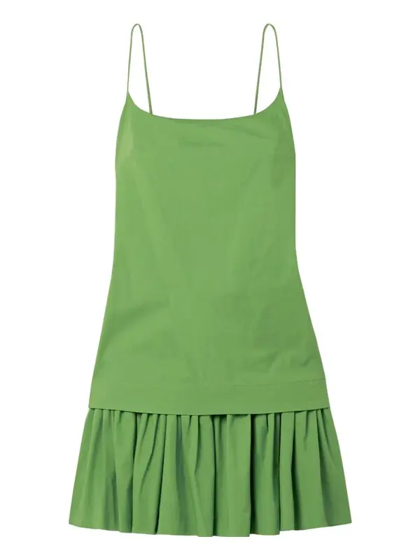 Staud Ari Mini Dress With Pleated Hem - Green