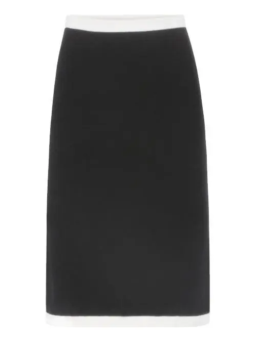 Nina Ricci Knit Midi Skirt With Contrast Piping - Black