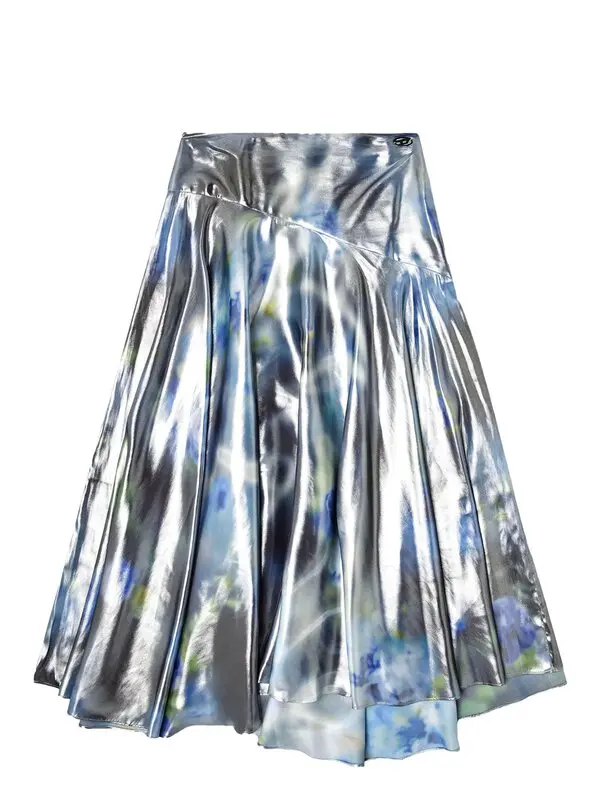 DIESEL® Asymmetrical Rose-motif Skirt - Blue/black