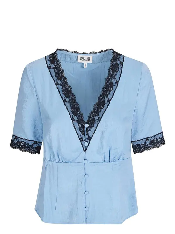 Baum Und Pferdgarten Melonie Lace Trim Top - Blue