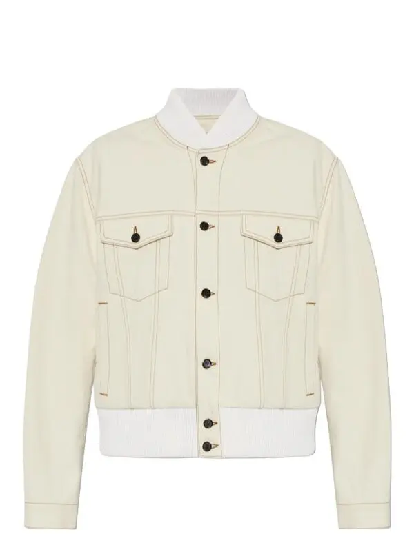 LANVIN Contrast Trim Bomber Jacket - White
