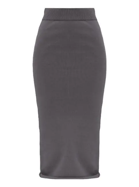 ENTIRE STUDIOS Raw Knit Midi Skirt - Grey