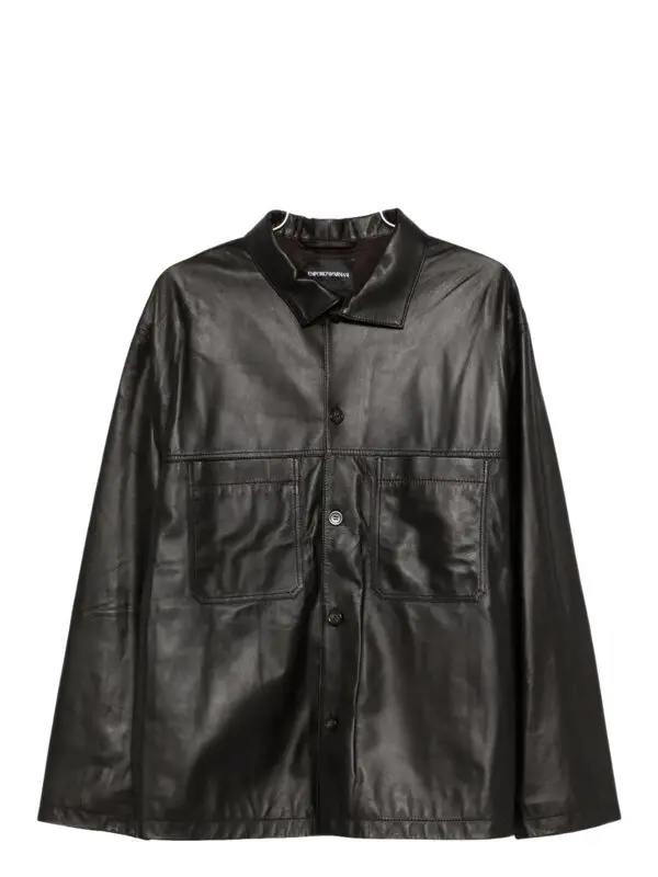 Emporio Armani Buttoned Flap-pocket Overshirt - Brown