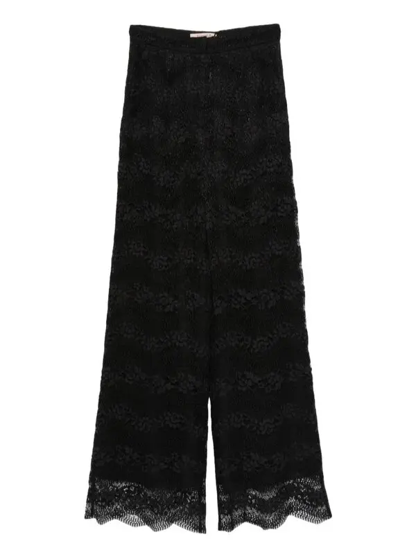 TWINSET Wide Fit Macramé Lace Trousers - Black