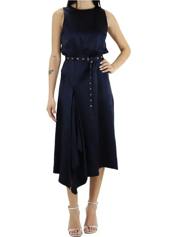 Liu Jo Belted Asymmetric Midi Dress - Blue