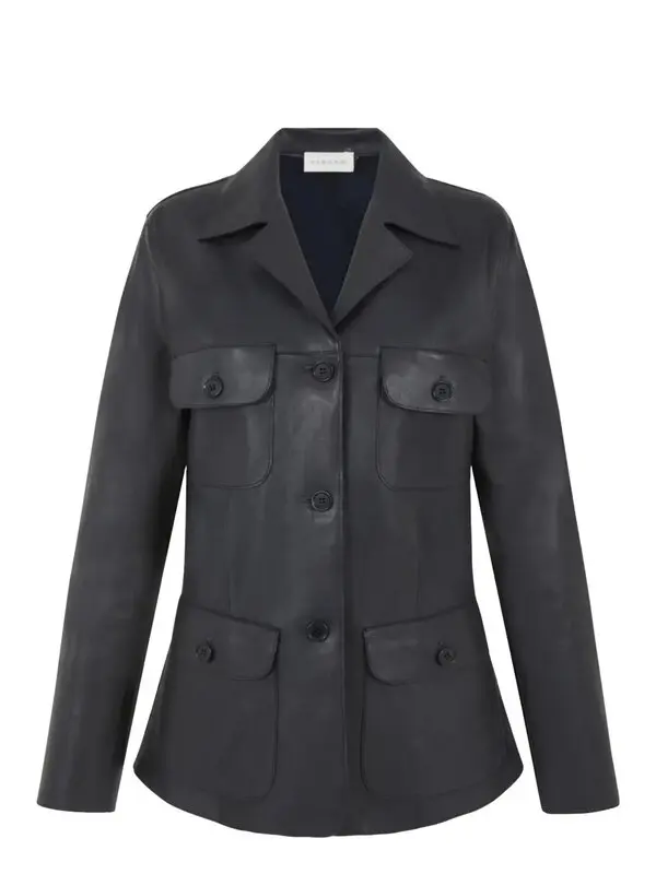 P.a.r.o.s.h Leather Button-front Jacket - Black